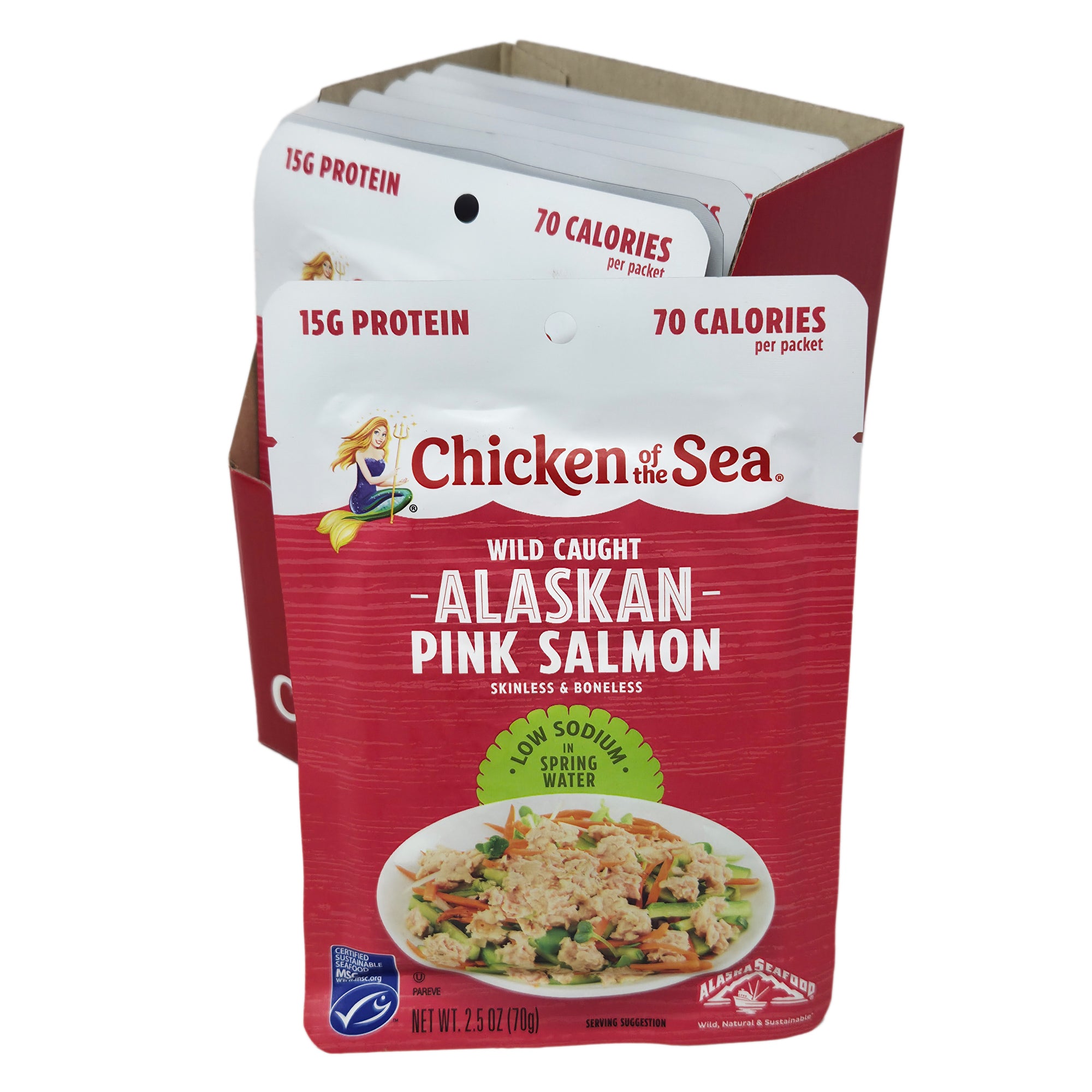 Case of 12 Chicken Of The Sea Low Sodium Wild Alaskan Pink Salmon Pouc ...