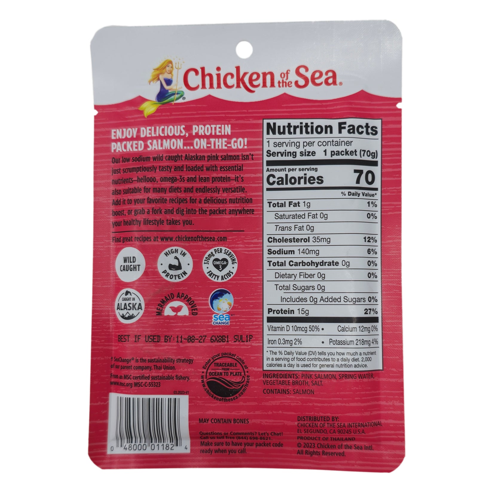 Chicken of the Sea Low Sodium Wild Alaskan Pink Salmon Pouch - 2.5oz ...
