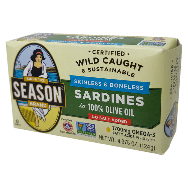 Season Brand Skinless & Boneless Sardines in 100% Olive Oil - 4.375oz ...