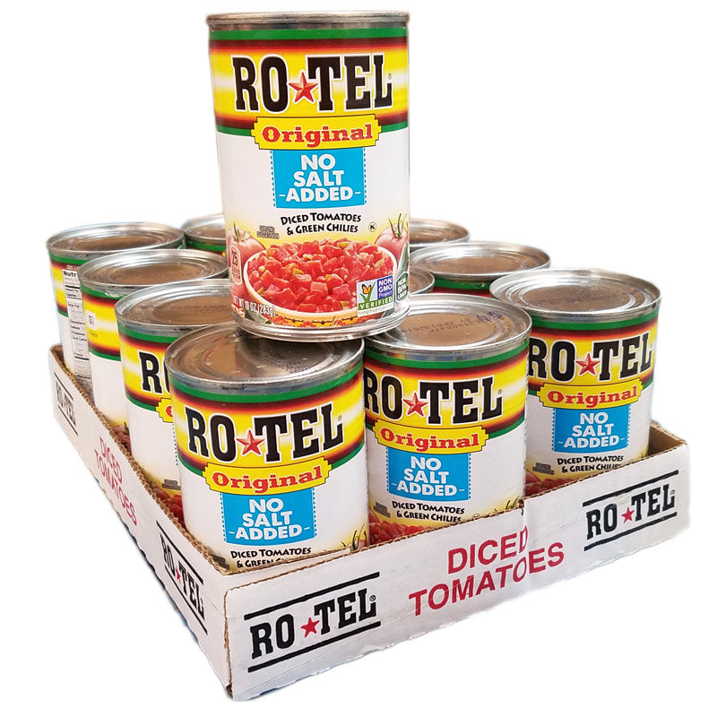 CASE OF 12 - Ro-Tel No Salt Added Diced Tomatoes & Green Chilies - 10 ...