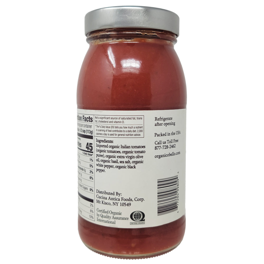 Organico Bello Delicate Recipe Organic Pasta Sauce - 25oz. - Healthy ...